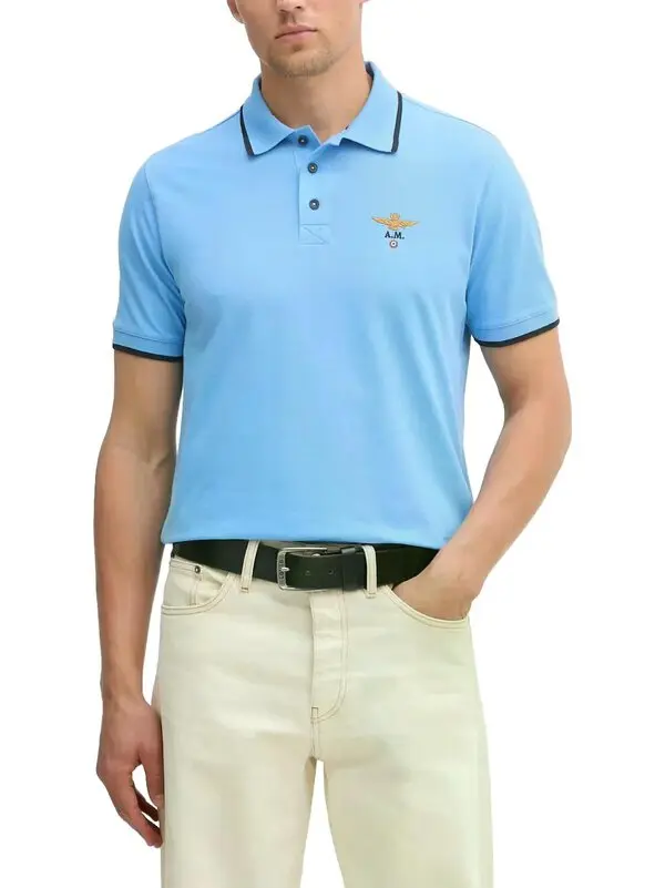 AERONAUTICA MILITARE Eagle-embroidered Polo Shirt - Blue