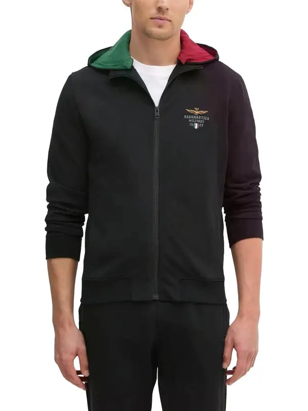 AERONAUTICA MILITARE Zip-up Hoodie With Embroidered Logo - Black