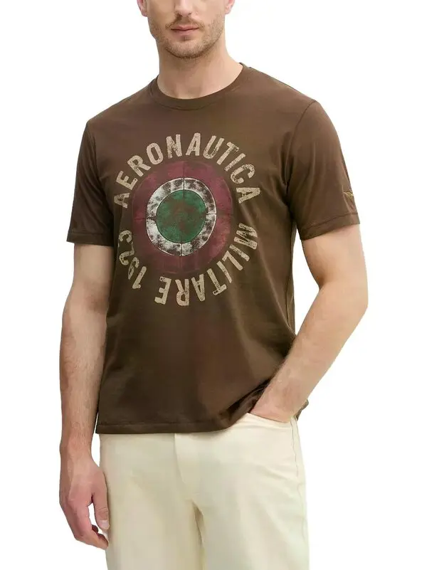 AERONAUTICA MILITARE Graphic-print Cotton T-shirt - Brown