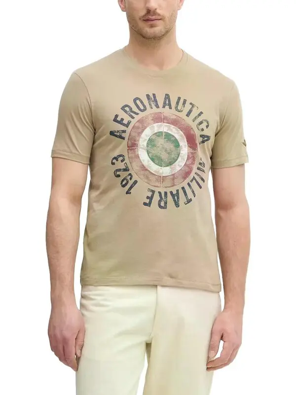 AERONAUTICA MILITARE Graphic-print Cotton T-shirt - Neutrals
