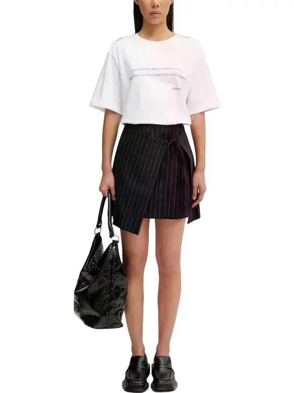 Sportmax Pinstriped Wrap Mini Skirt - Black
