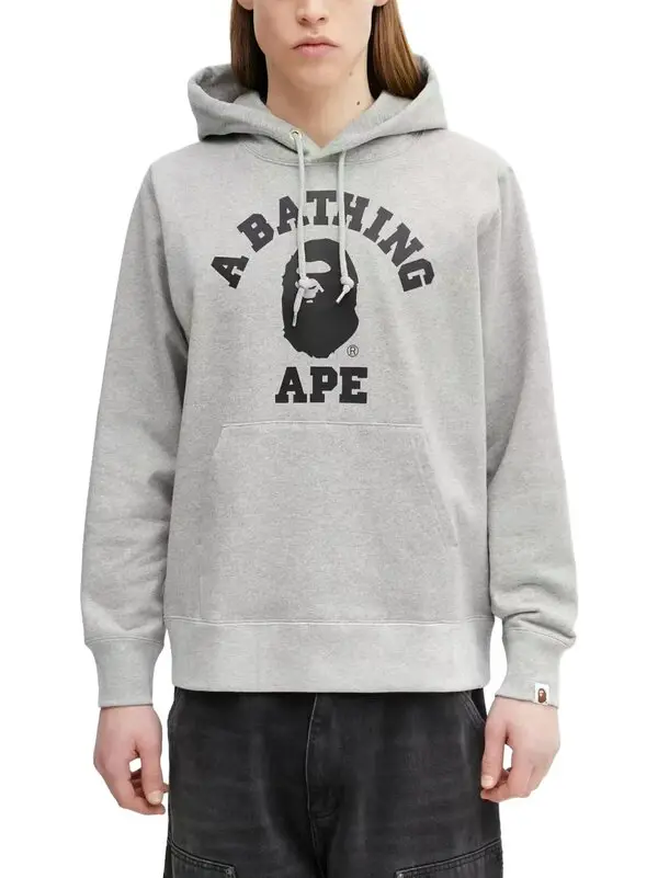 A BATHING APE College Logo-print Hoodie - Grey