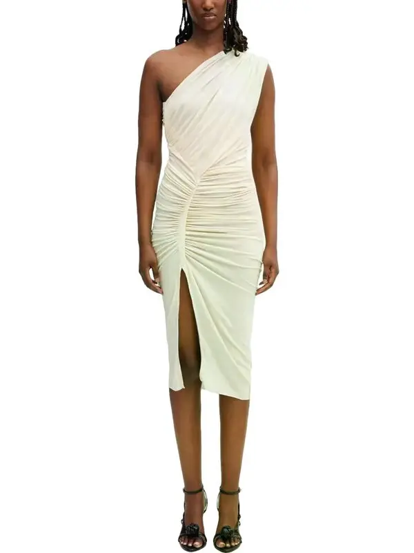 Rick Owens One-shoulder Ruched Midi Dress - Neutrals