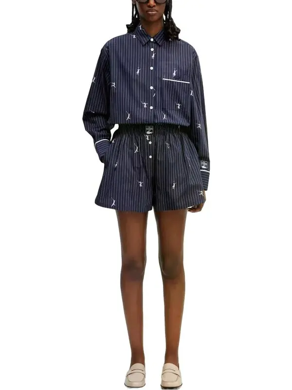 Lacoste Pinstriped Embroidered Shirt - Blue