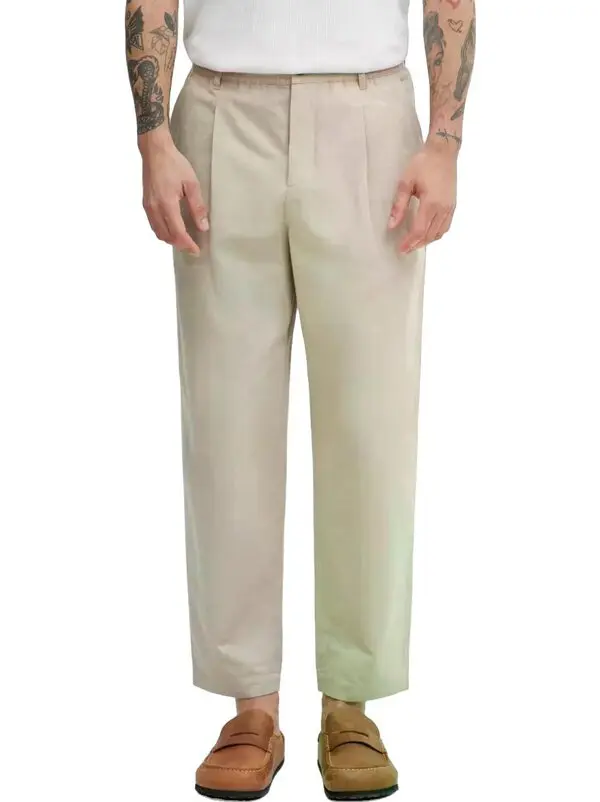 Maison Kitsuné Pleated Logo-embroidered Trousers - Neutrals