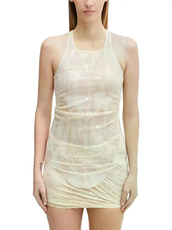 Rick Owens Sequin Embellished Semi-sheer Sleeveless Top - Neutrals
