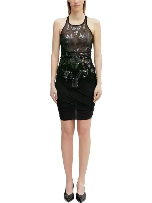 Rick Owens Sequin Embellished Mesh Top - Black
