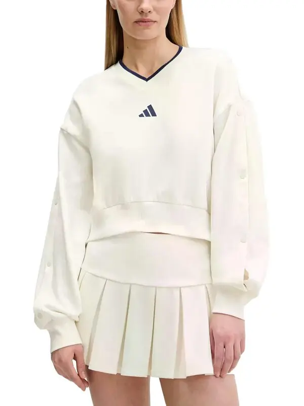 Adidas Logo Print Press-stud Sweater - Neutrals