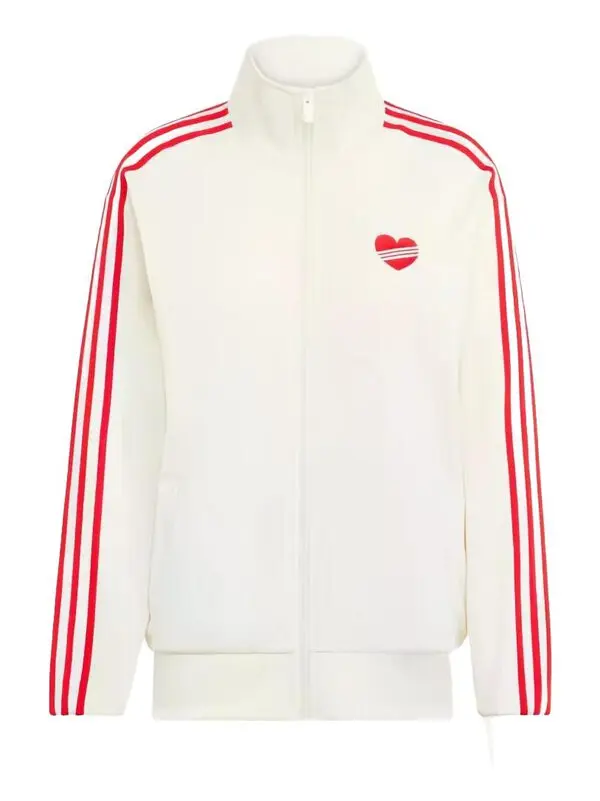 Adidas Heart Embroidered Side-stripe Jacket - Neutrals