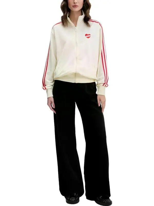 Adidas Heart Embroidered Side-stripe Jacket - Neutrals