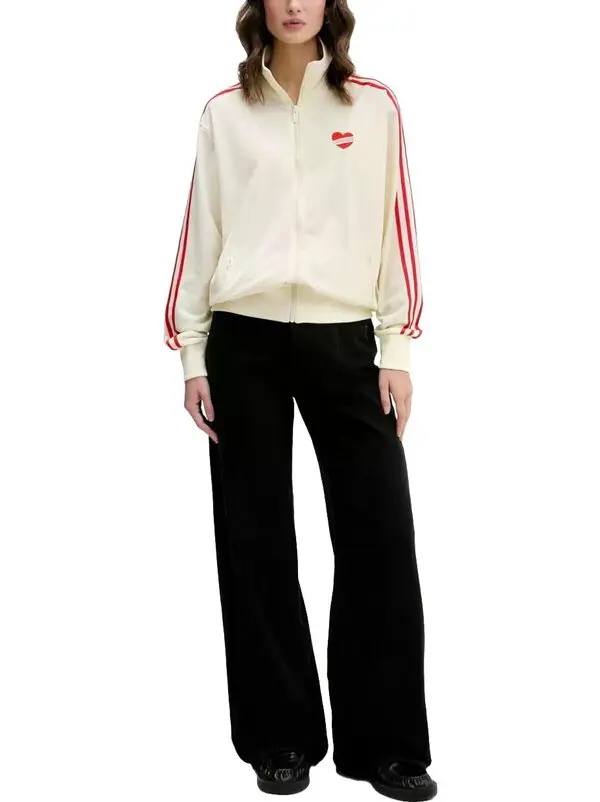 Adidas Heart Embroidered Side-stripe Jacket - Neutrals