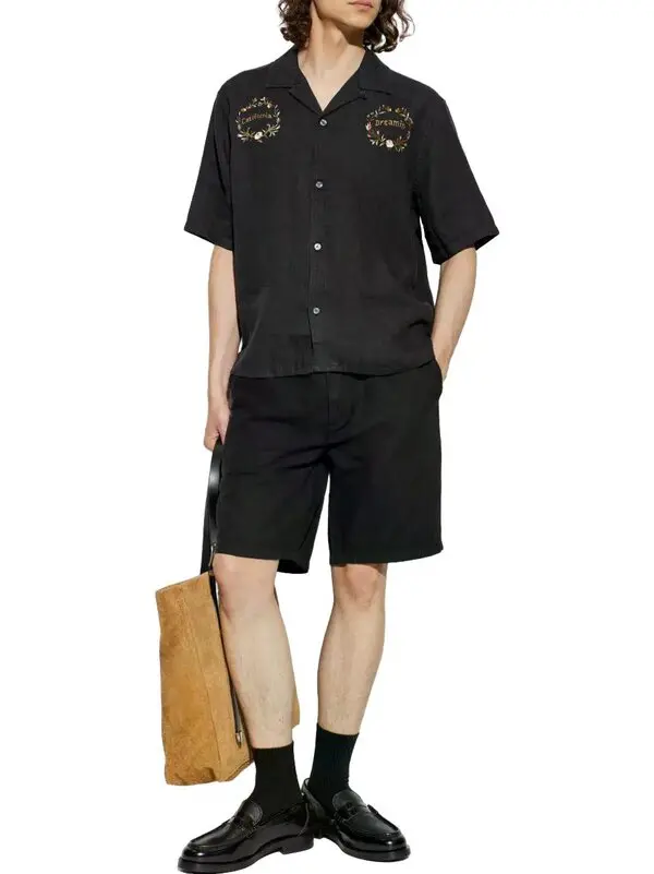 ALLSAINTS Klavicle Embroidered Short-sleeve Shirt - Black