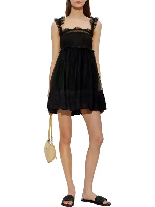 ALLSAINTS Angela Ruffled Tulle-overlay Mini Dress - Black