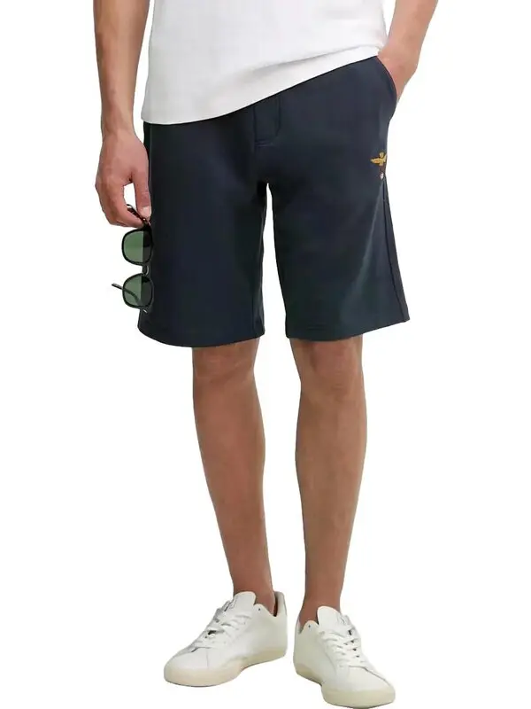 AERONAUTICA MILITARE Embroidered Track Shorts - Blue