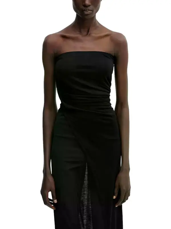 Rick Owens Ruched Strapless Top - Black