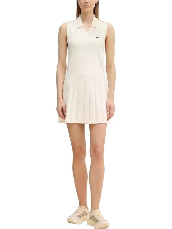 Lacoste Pleated Sleeveless Mini Dress - Neutrals