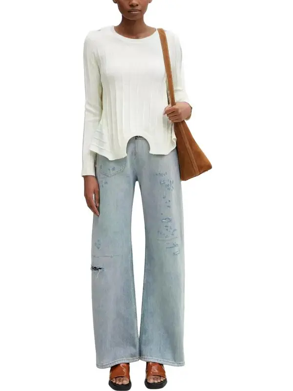 MAISON MARGIELA Ribbed Peplum Hem Sweater - Neutrals