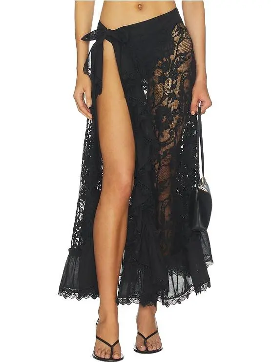 Waimari Lace Wrap Skirt - Black
