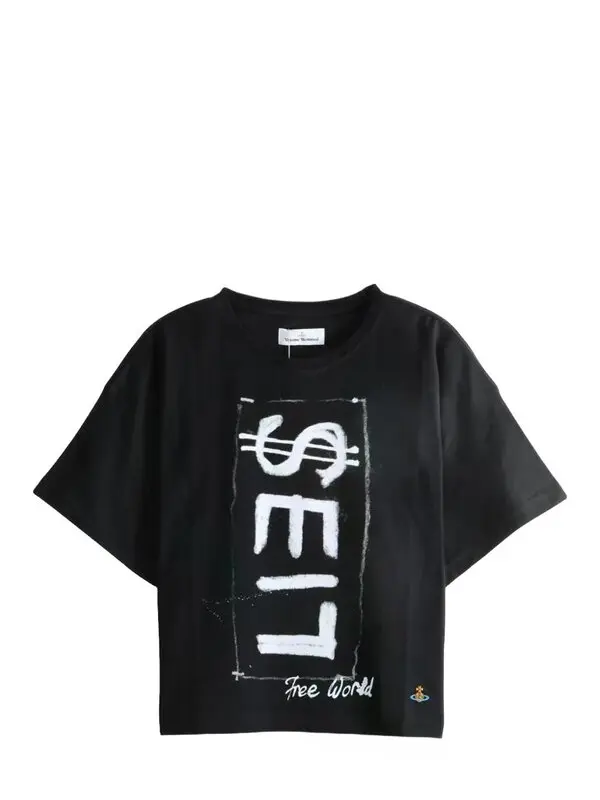 VIVIENNE WESTWOOD Slogan Print Orb Embroidered T-shirt - Black