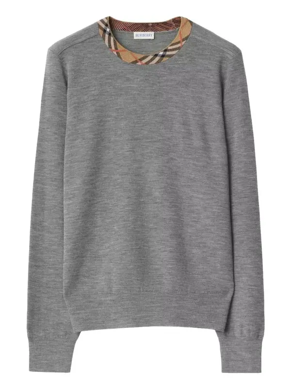 Burberry Plaid Collar Sweater - Grey
