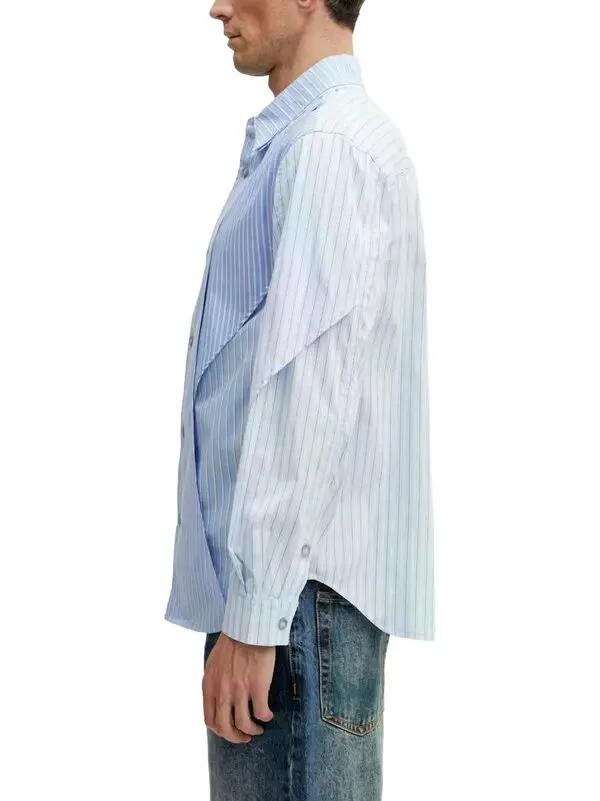 Andersson Bell Stripe-pattern Layered-detail Shirt - Blue