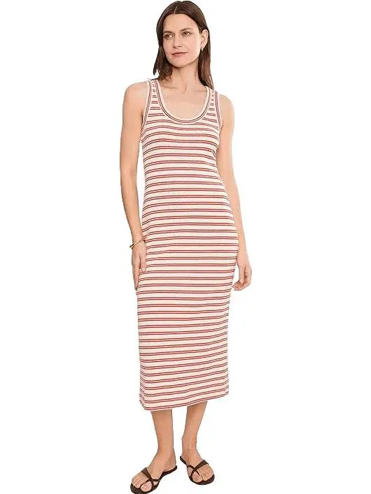 Madewell Bloom Texture Tank Midi Stripe Dress - Pink