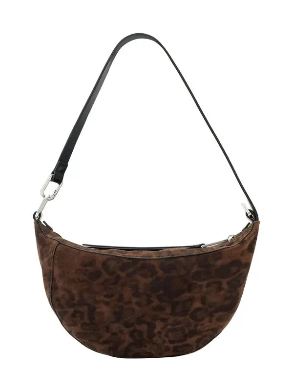 ALLSAINTS Luna Leopard Print Suede Shoulder Bag - Brown