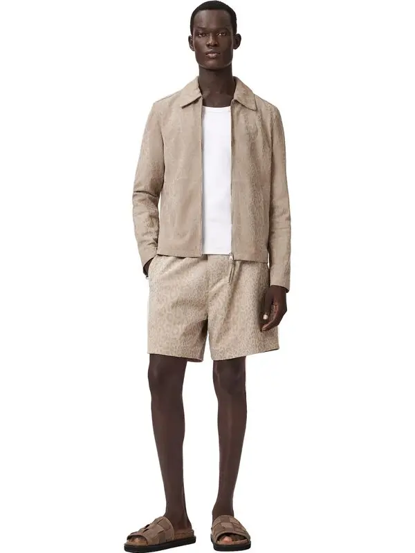 ALLSAINTS Hockley Suede Animal Print Jacket - Brown