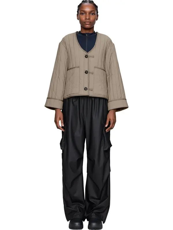 Rains Quilted Nylon Liner Jacket With V-neck - Cinder