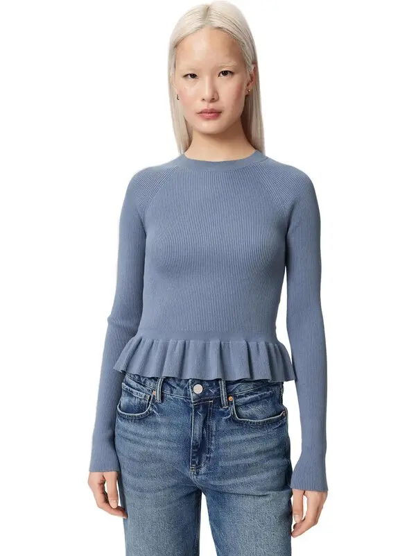 ALLSAINTS Jas Ribbed Peplum Sweater - Blue