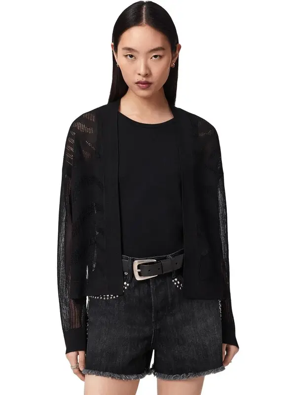ALLSAINTS Misha Long Sleeved Cropped Cardigan - Black