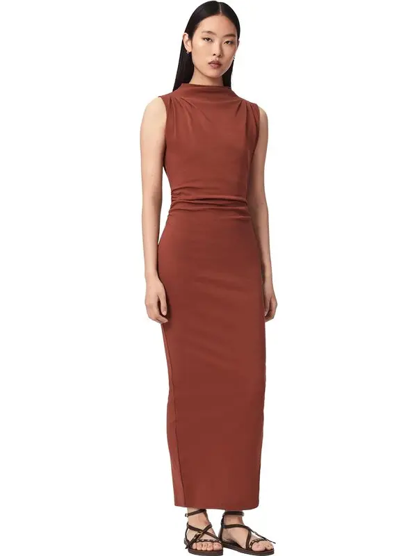 ALLSAINTS Katarina Cowl Neck Maxi Dress - Brown