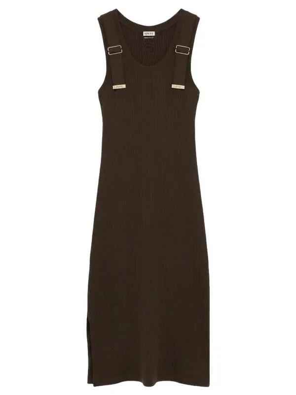 Loewe Cotton Ribbed Maxi Dress With Adjustable Straps - Brown