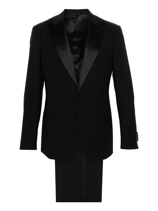 Giorgio Armani Slim Fit Wool Tuxedo Suit - Black