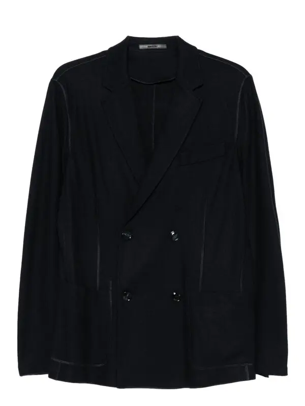 Giorgio Armani Cashmere Double-breasted Blazer Jacket - Blue
