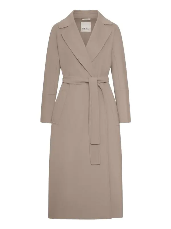 Max Mara Wool Long Coat With Belt - Grey