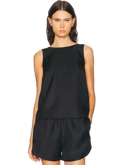 Loulou De Saison Gema Draped Open Back Top - Black