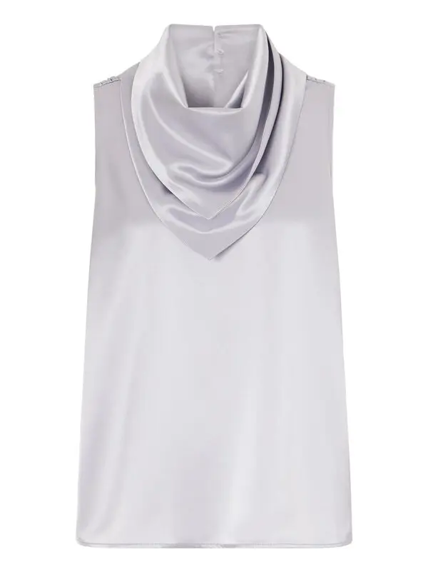 VIOLANTE NESSI Innamorato Satin Draped Top - Silver