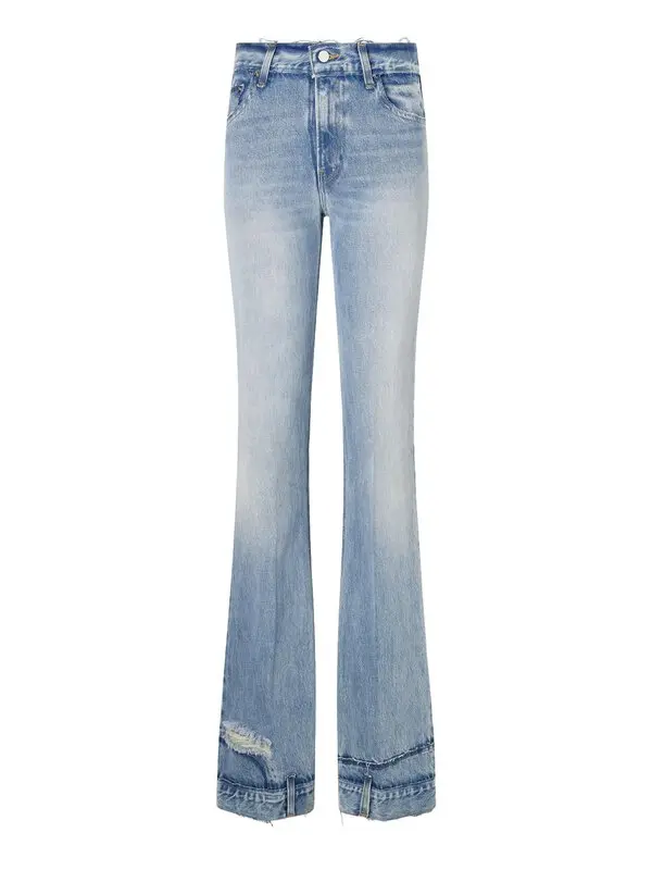 HAIKURE Flora Distressed Mid-rise Flared Jeans - Blue