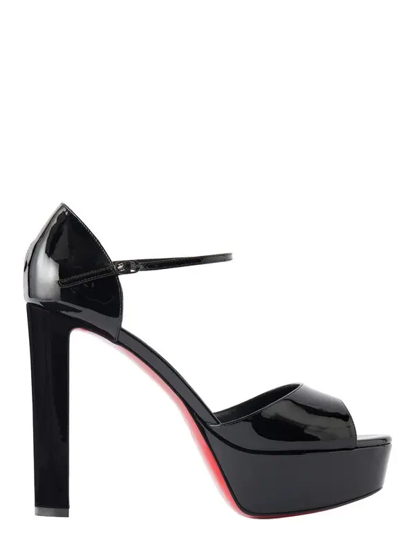 CHRISTIAN LOUBOUTIN Mirrored-leather Platform Sandals - Black