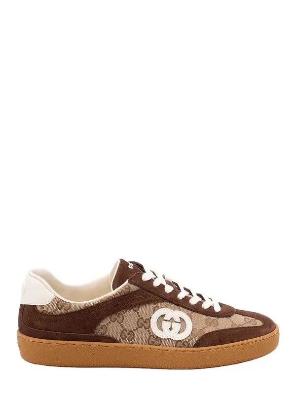Gucci Gg Monogram Canvas & Suede Lace-up Sneakers - Multicolor