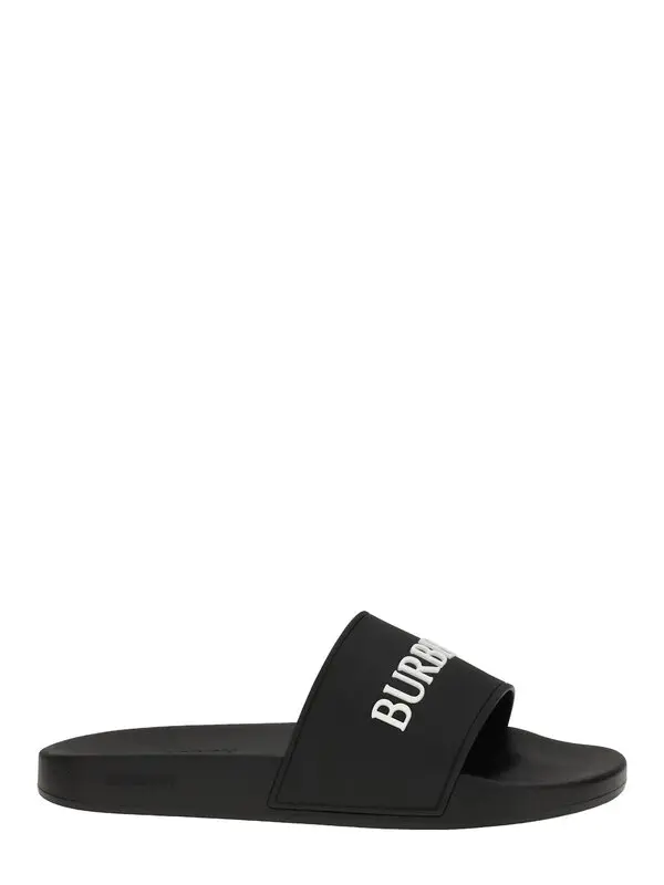 Burberry Embossed Logo Slide Slippers - Black