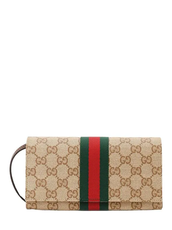 Gucci Gg Fabric Shoulder Bag With Nastro Web Detail - Cream