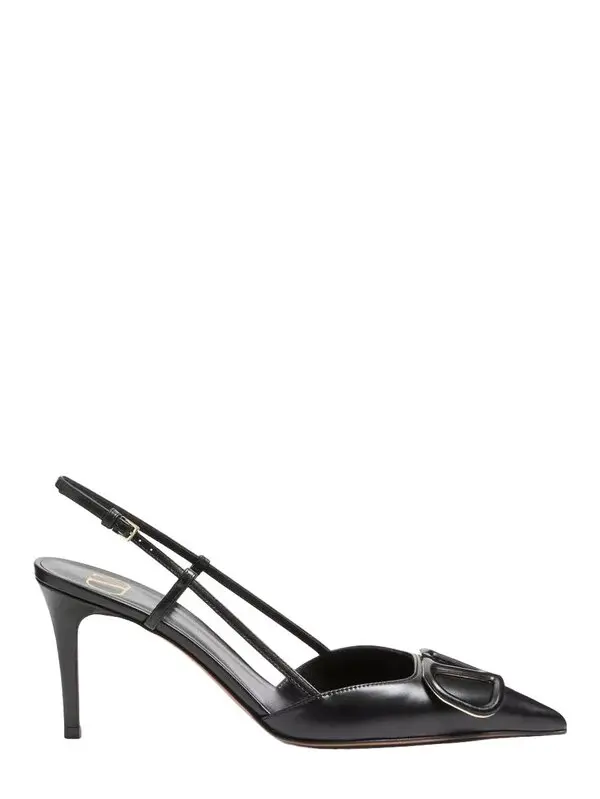 Valentino Garavani Vlogo Signature Leather Slingback Pumps - Black
