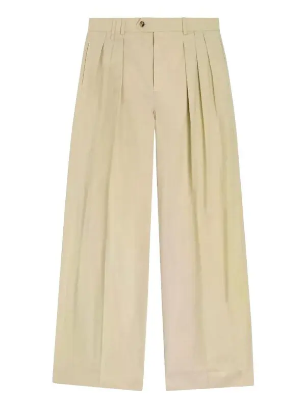 Calvin Klein Beige Pleated Wide-leg Trousers - Neutrals