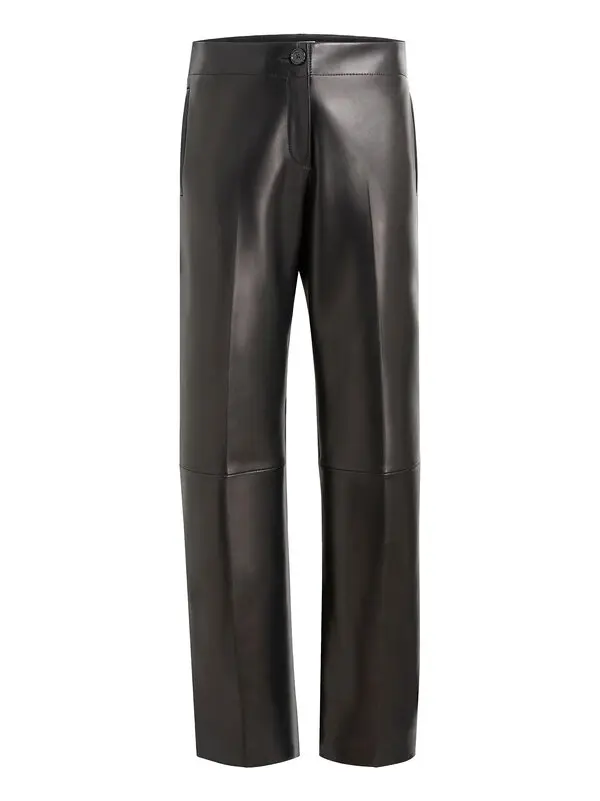 Khaite Mita Trousers In Plongé Leather - Black