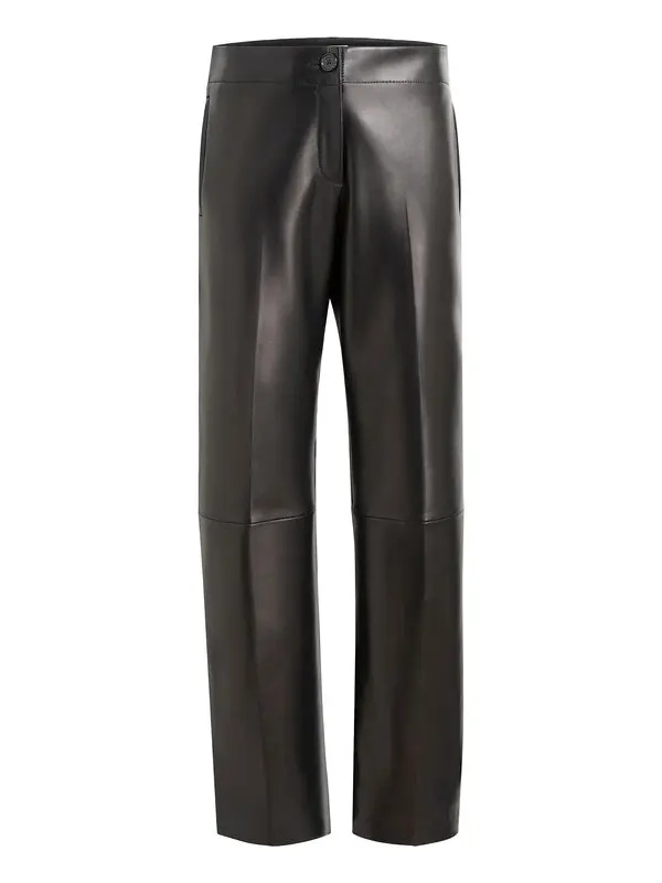 Khaite Mita Trousers In Plongé Leather - Nero