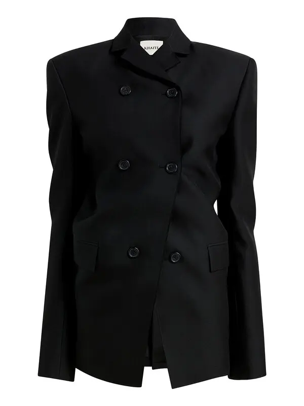 Khaite Rolo Double-breasted Wool And Silk Blend Jacket - Black