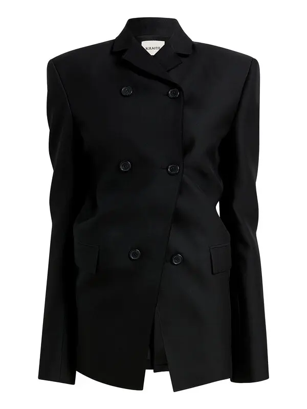 Khaite Rolo Double-breasted Wool And Silk Blend Jacket - Nero
