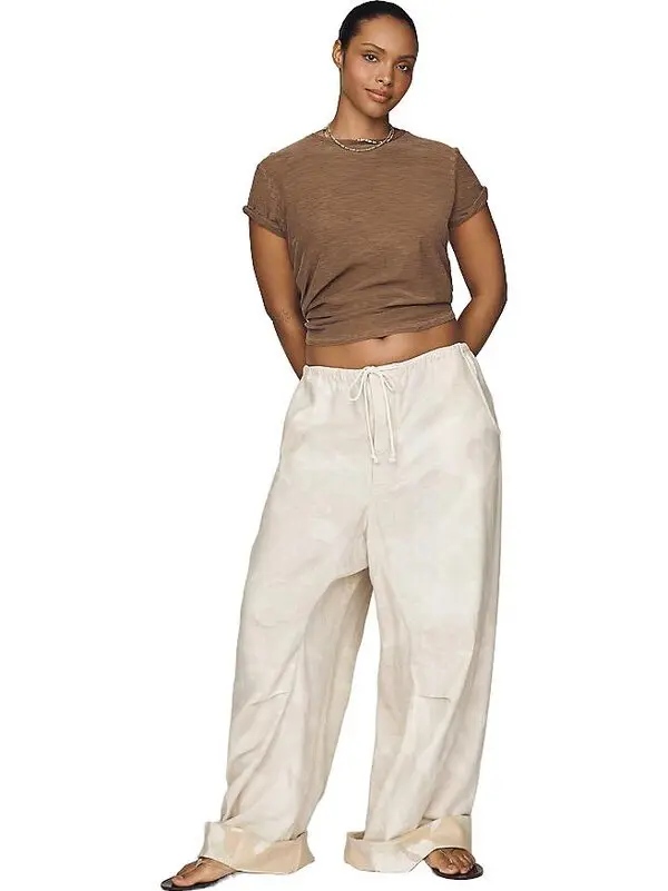 PILCRO Hanna Linen Blend Wide Leg Pants - Camo
